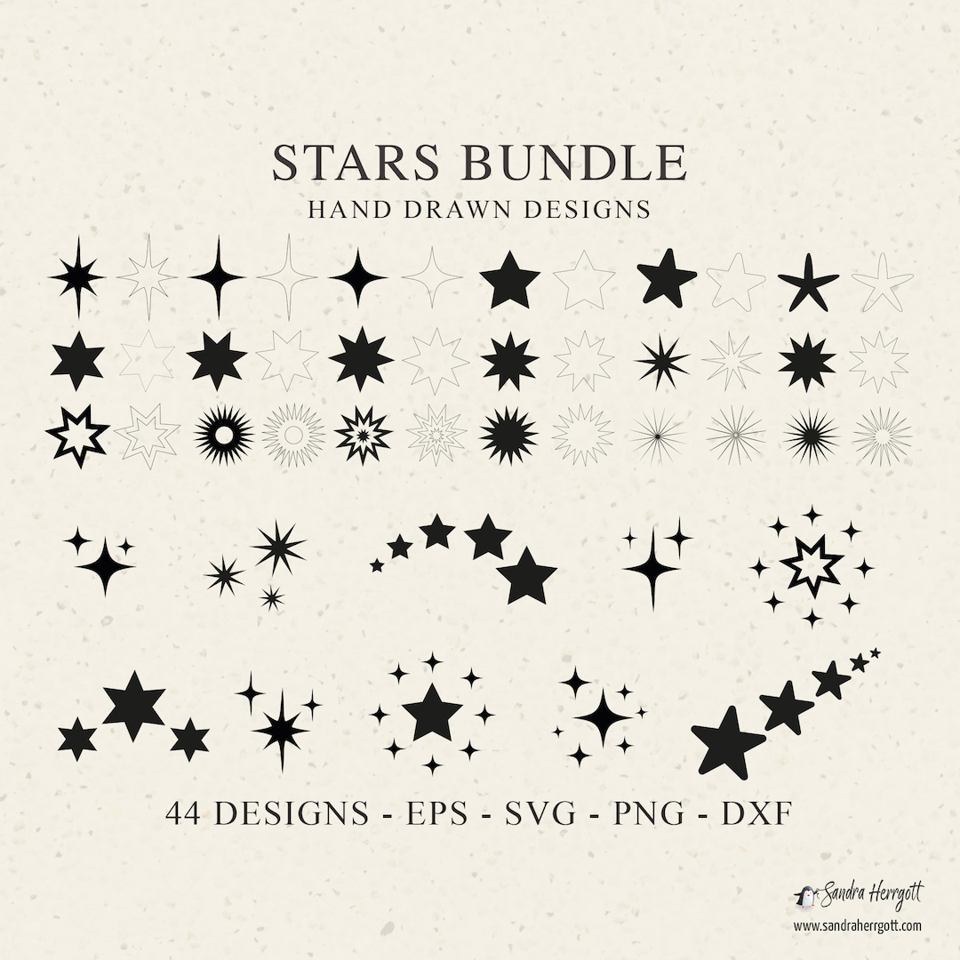 Star Svg Bundle, Sparkling Stars Svg Dxf Png Eps, Star Cut Files, Star ...