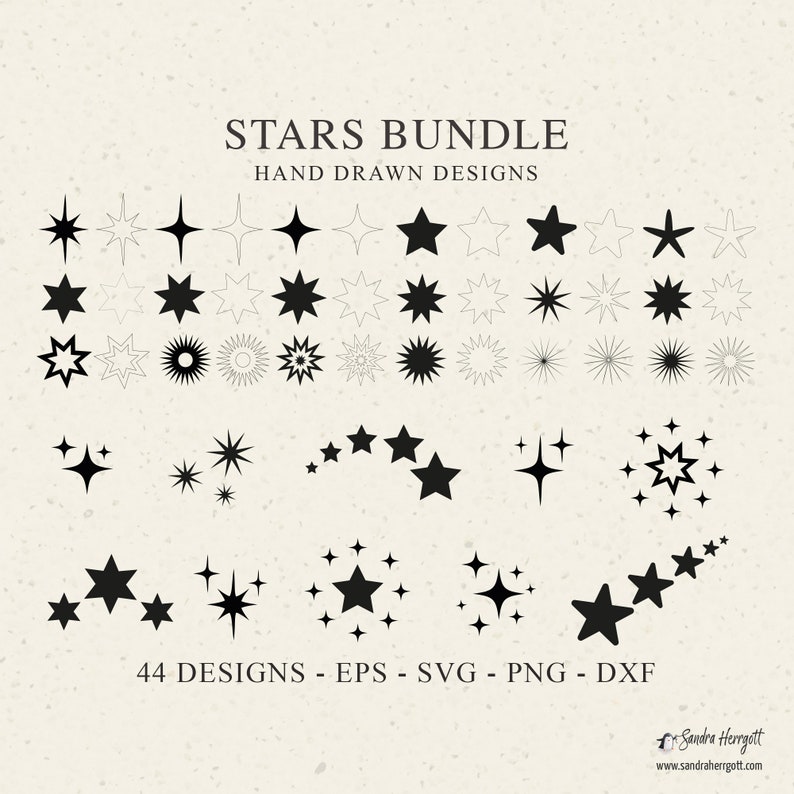 Star Svg Bundle, Sparkling Stars Svg Dxf Png Eps, Star Cut Files, Star ...