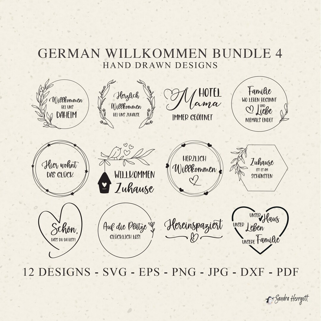 German Welcome to Our Home Plotter File Svg Dxf Png Pdf Jpg Laurel ...