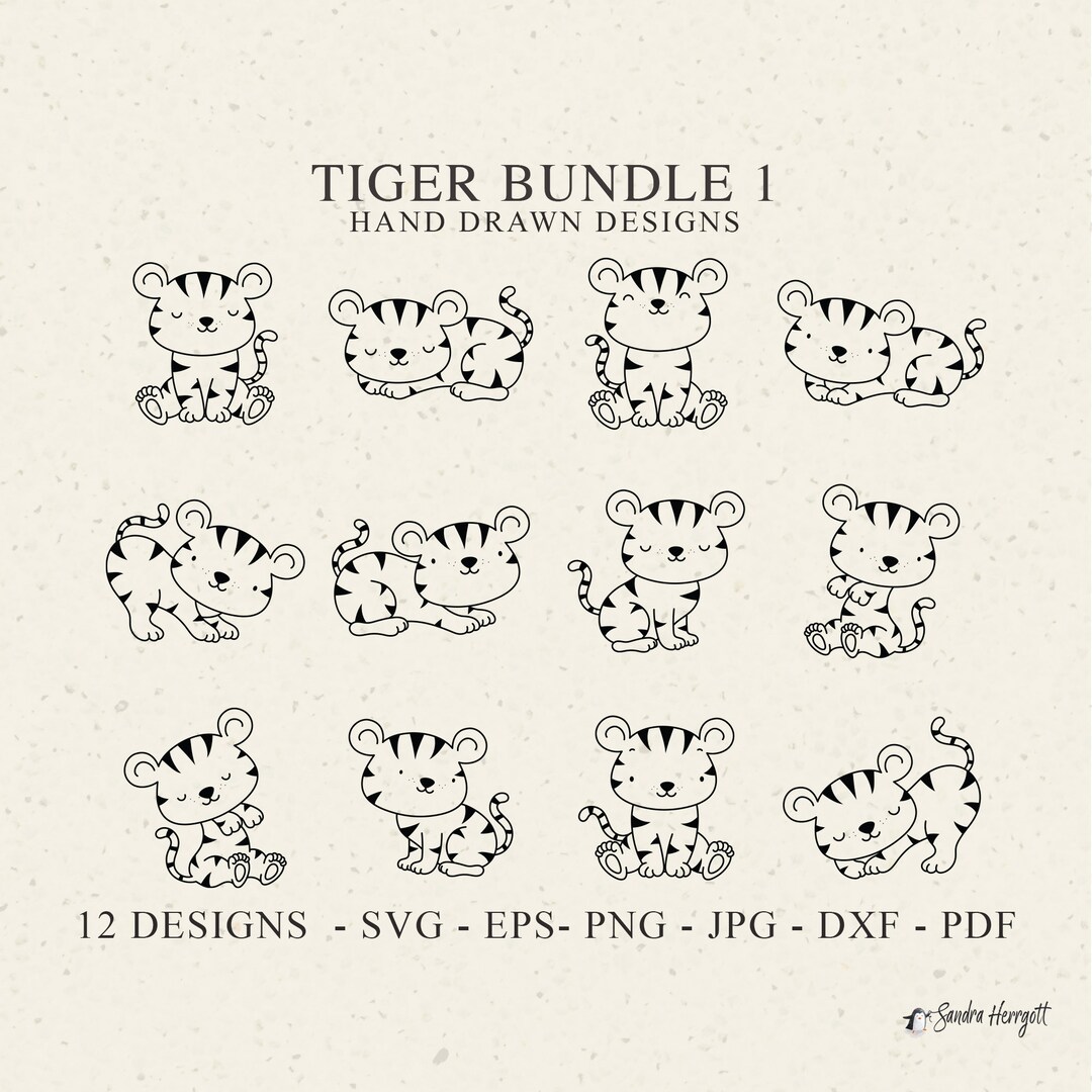 Baby Tiger Plotter File Svg Dxf Png Jpg Safari Cricut Animal Silhouette ...