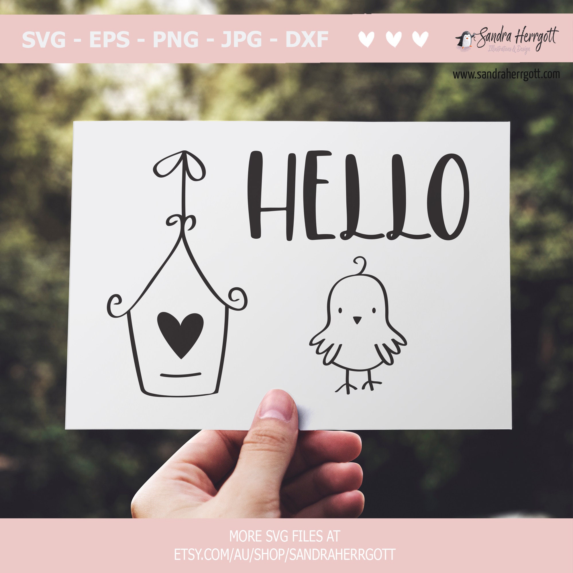 Kleiner Vogel Plotterdatei SVG DXF PNG Blume Baum Herz Frühling Cricut ...