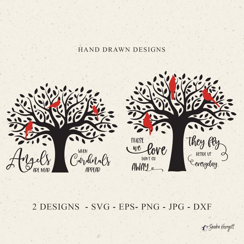 Cardinal Tree Memorial Quote Plotter File Svg Dxf Png Jpg Bird - Etsy