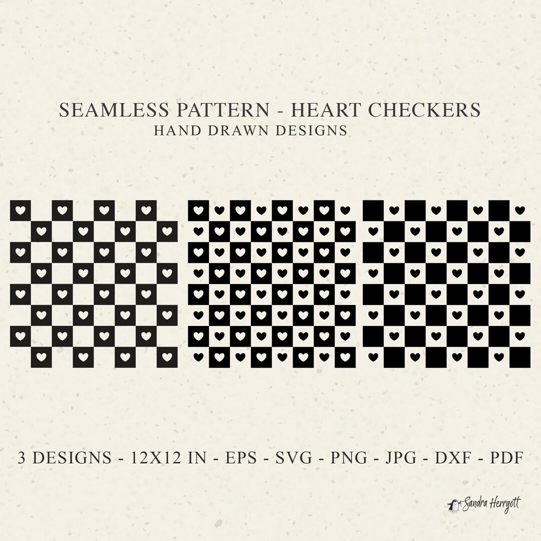 Checkered Heart Seamless Pattern Svg Dxf Png Eps Cricut Background ...