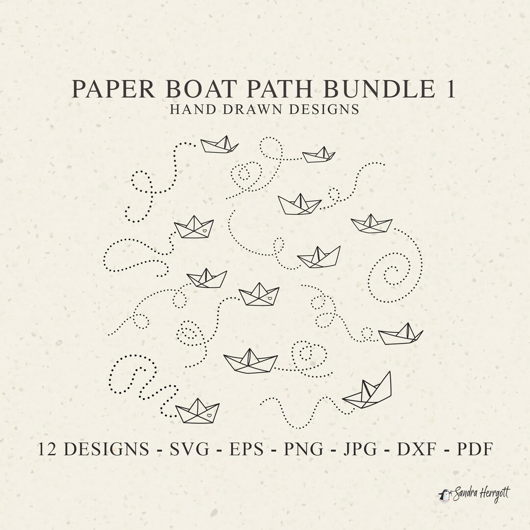 Paper Boat Path Plotter File Svg Dxf Png Eps Cricut Cute Silhouette ...