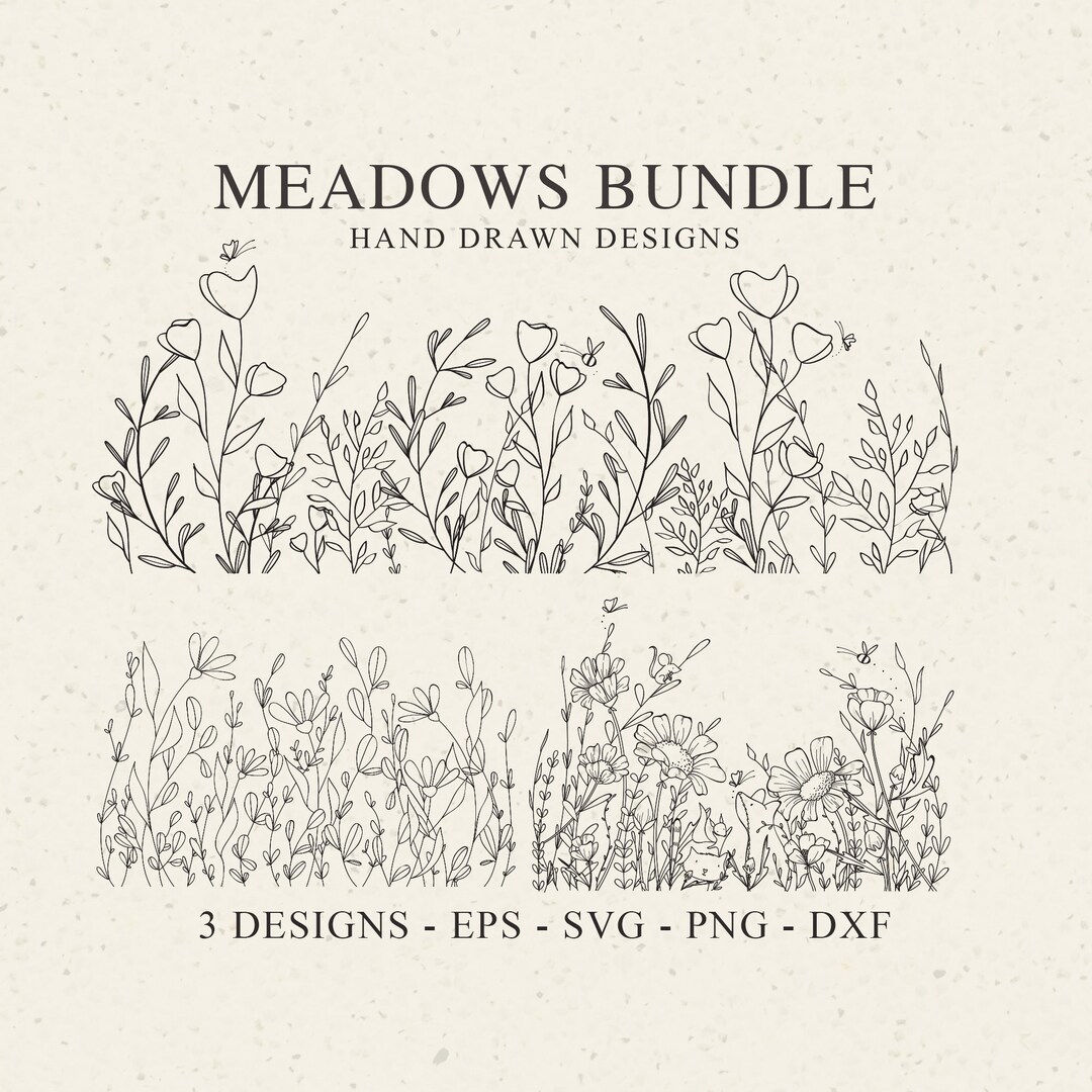 Bundle 3 Wildflower Meadows Svg Clipart File -botanical Cut File ...