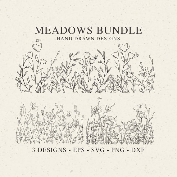 Bundle 3 Wildflower Meadows Svg Clipart File botanical Cut | Etsy Australia