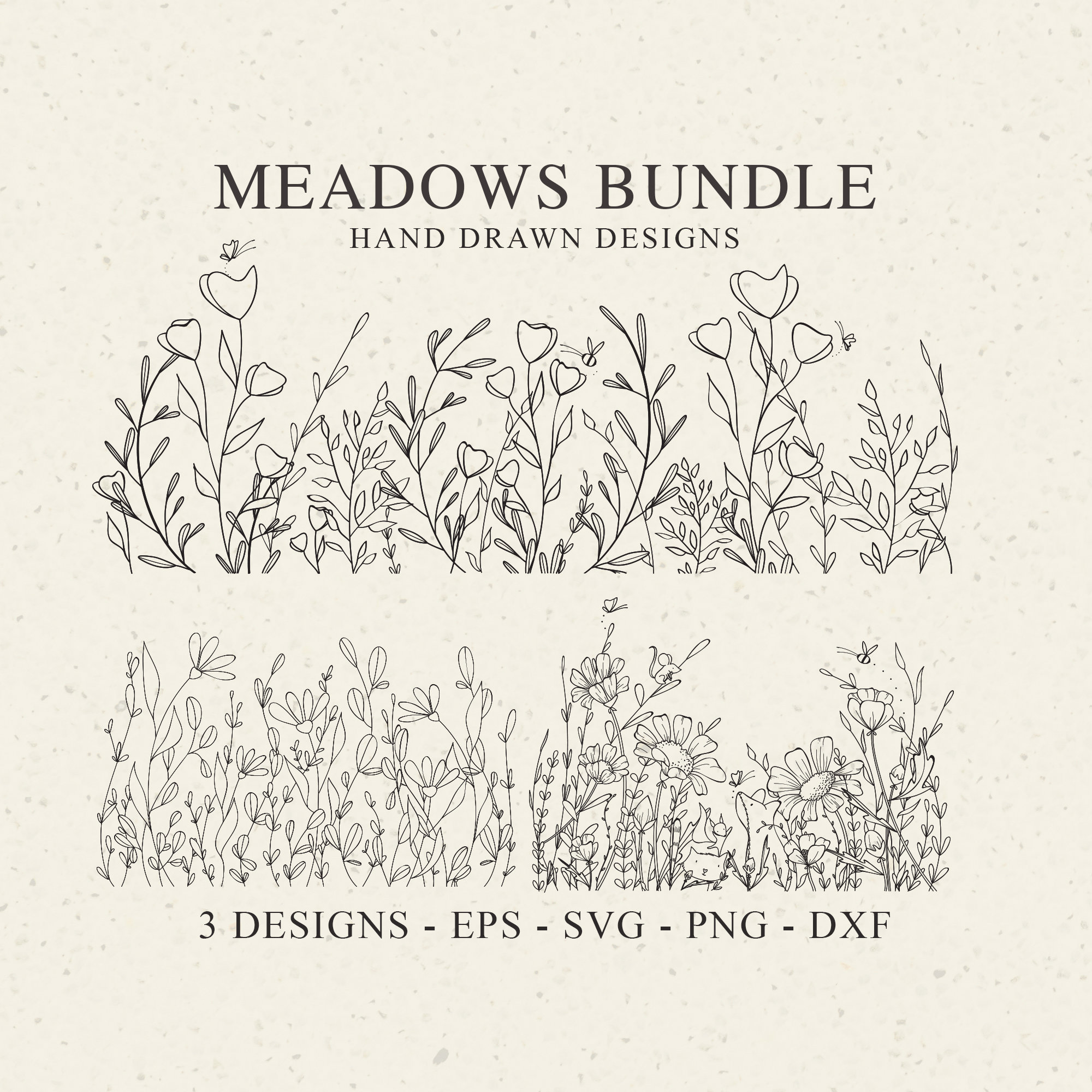 Bundle 3 Wildflower Meadows Svg Clipart File -botanical Cut File ...