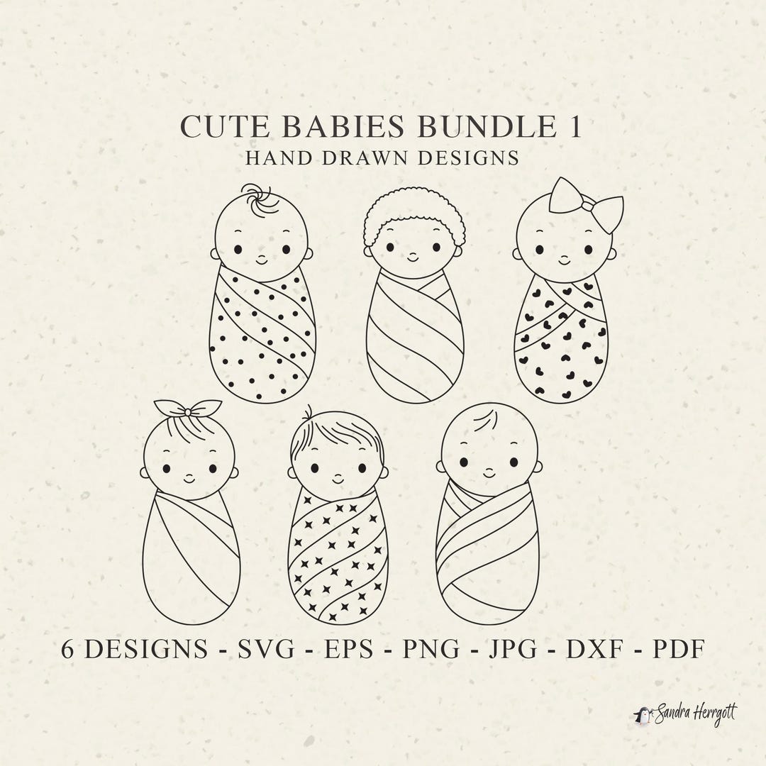 Wrapped Baby Plotter File Svg Dxf Png Eps Jpg Pdf Cute Child Cricut Boy ...