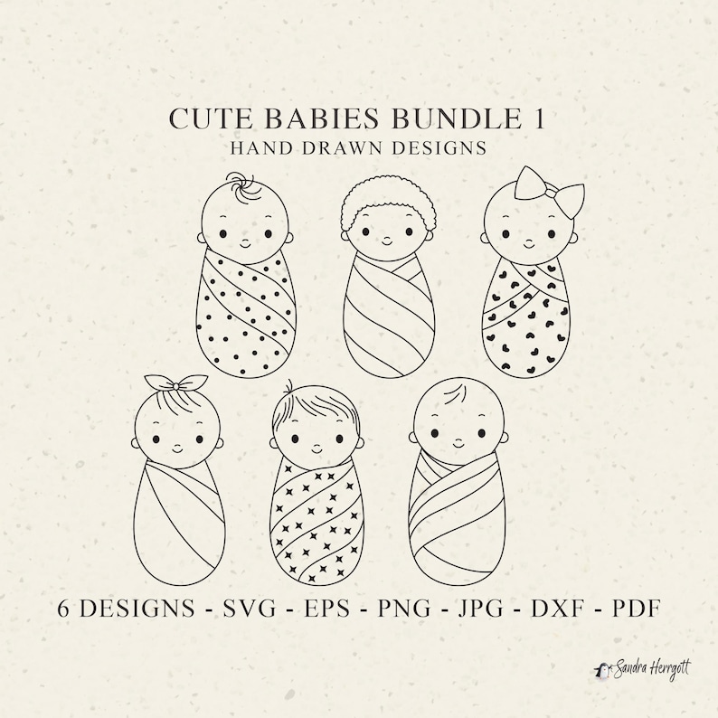 Wrapped Baby Plotter File Svg Dxf Png Eps Jpg Pdf Cute Child Cricut Boy ...