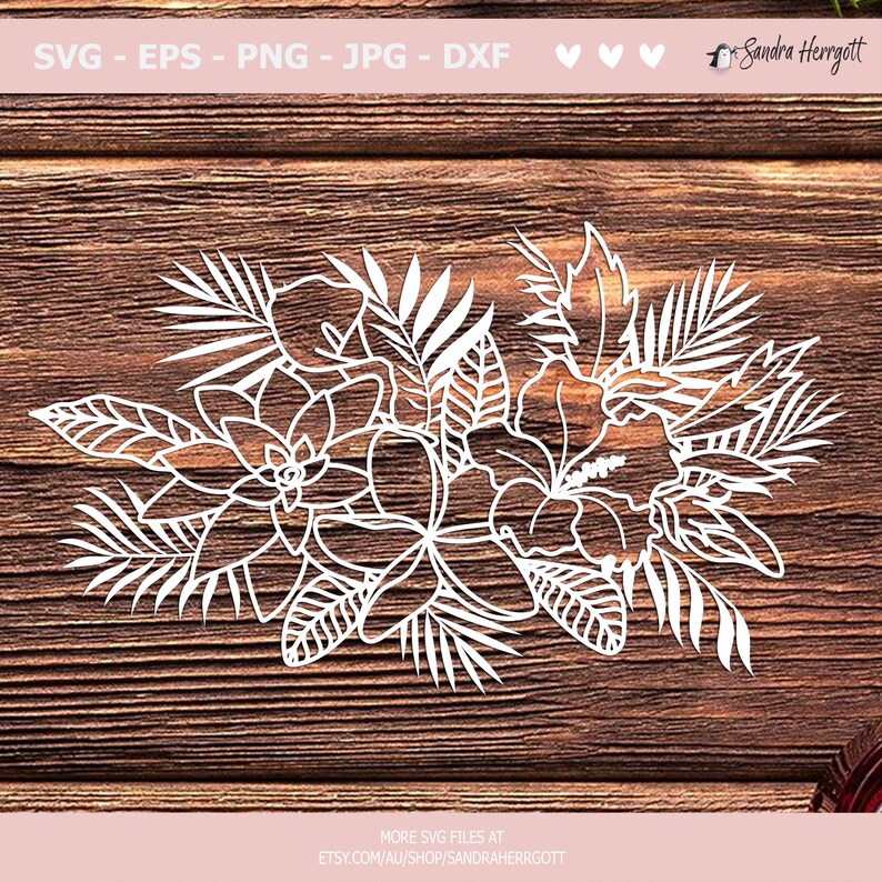 Tropical Botanical Plotter File Svg Dxf Png Jpg Pdf Floral - Etsy