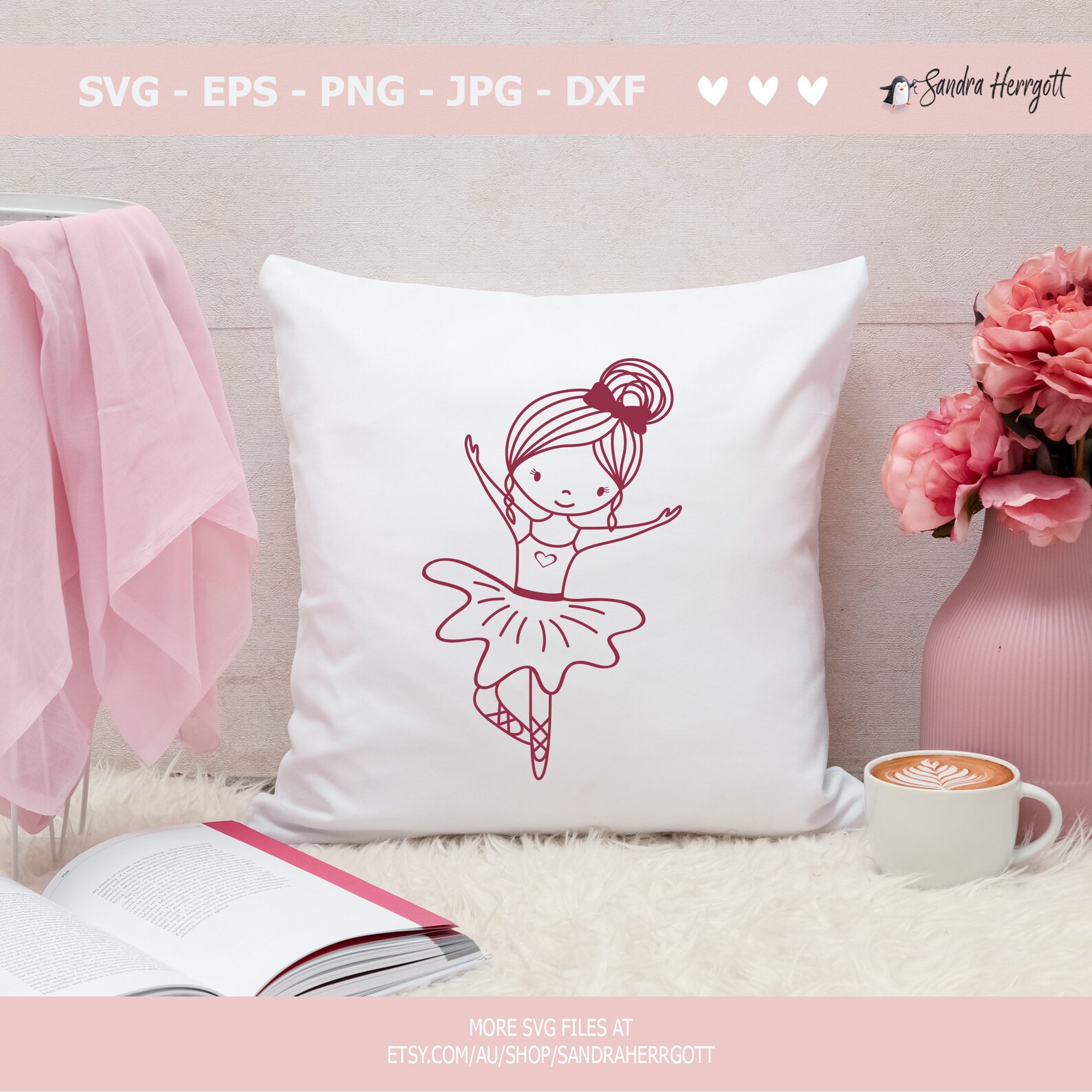 Cute Ballerina Plotter File Svg Dxf Png Eps Jpg Dance Ballet Dancer ...