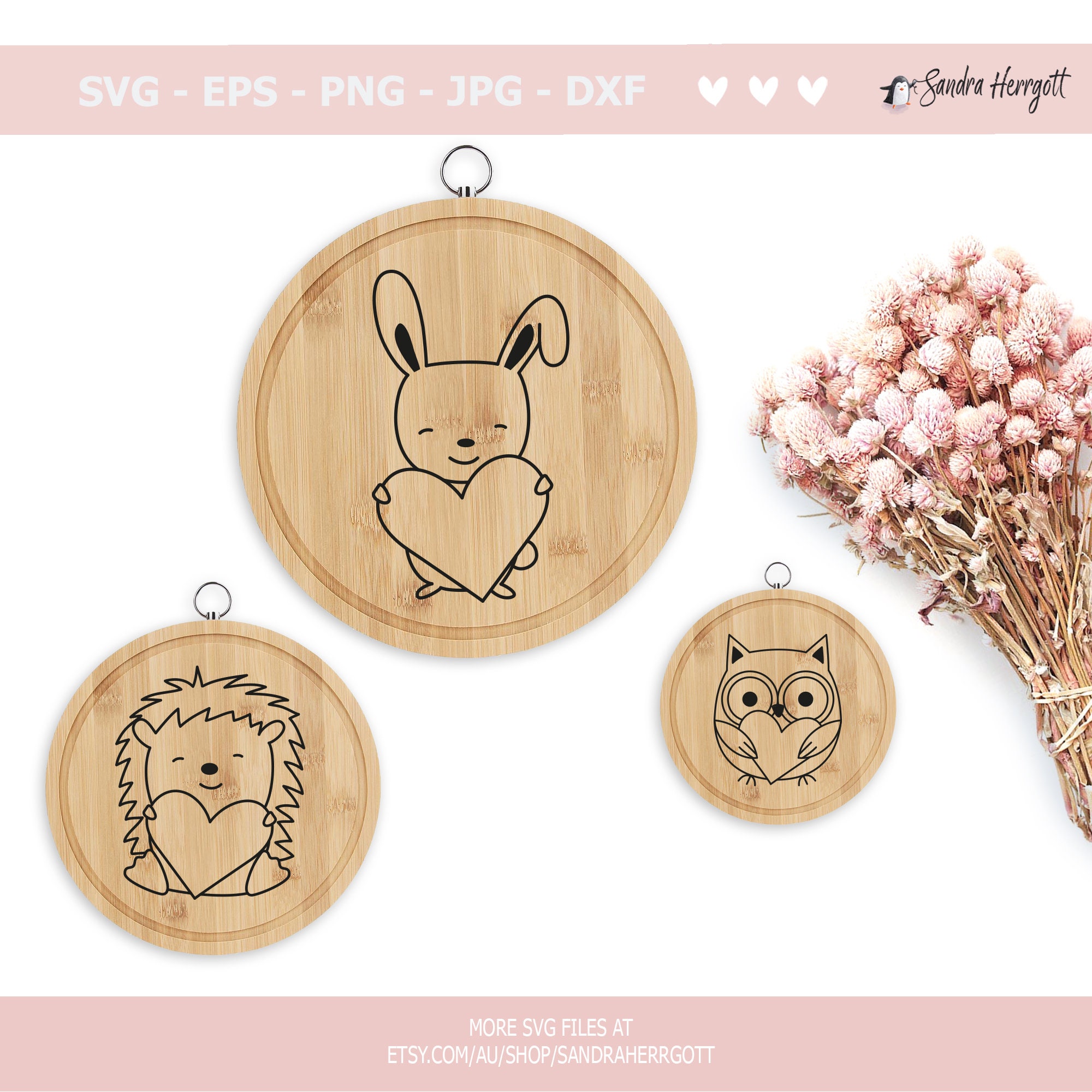 Animal Heart Plotter File SVG DXF Cricut Cute Koala Fox Racoon - Etsy ...
