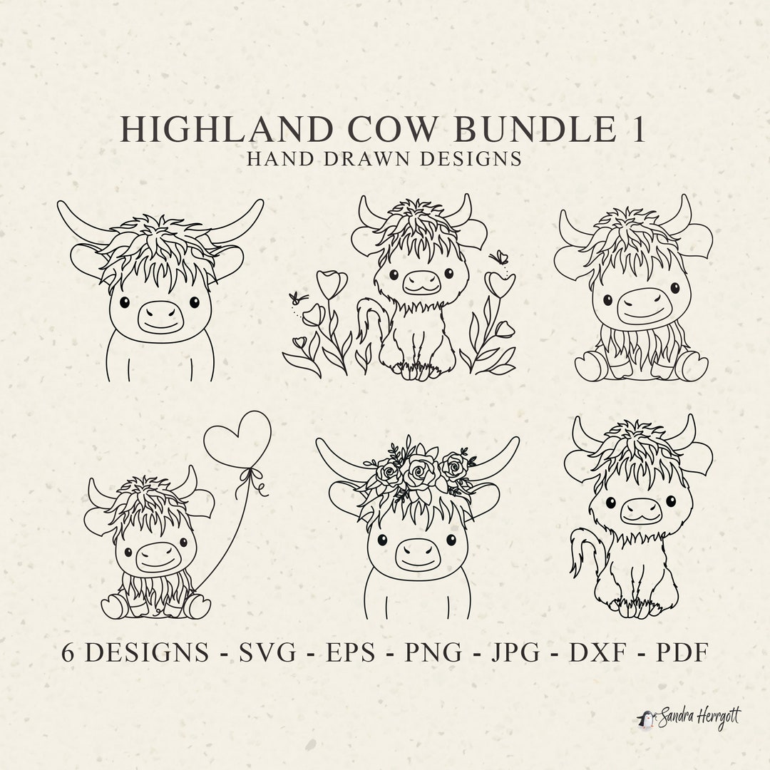 Baby Highland Cow Plotter File Svg Dxf Png Jpg Cricut Animal Silhouette ...