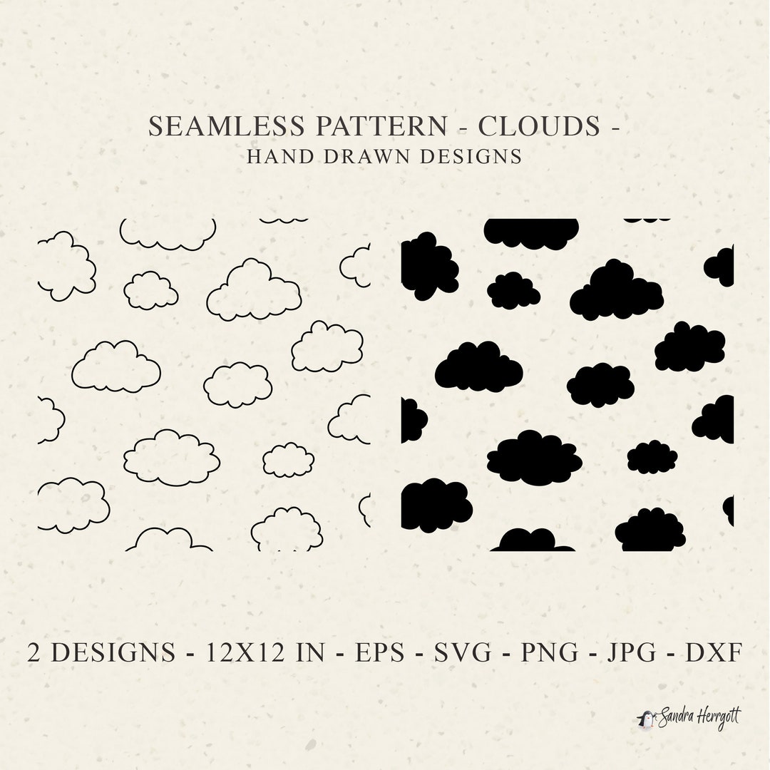 Cloud Seamless Pattern SVG Plotter File Dxf Png Eps Jpg Celestial ...