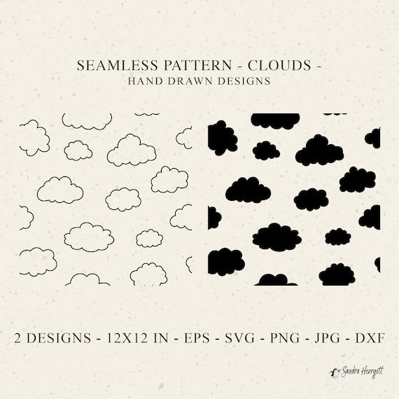 Cloud Seamless Pattern SVG Plotter File Dxf Png Eps Jpg - Etsy