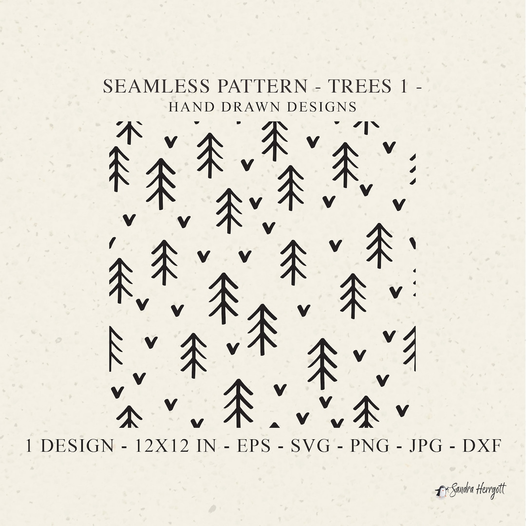 Pine Tree Seamless Pattern Svg Dxf Png Eps Jpg Fall Cricut Forest ...