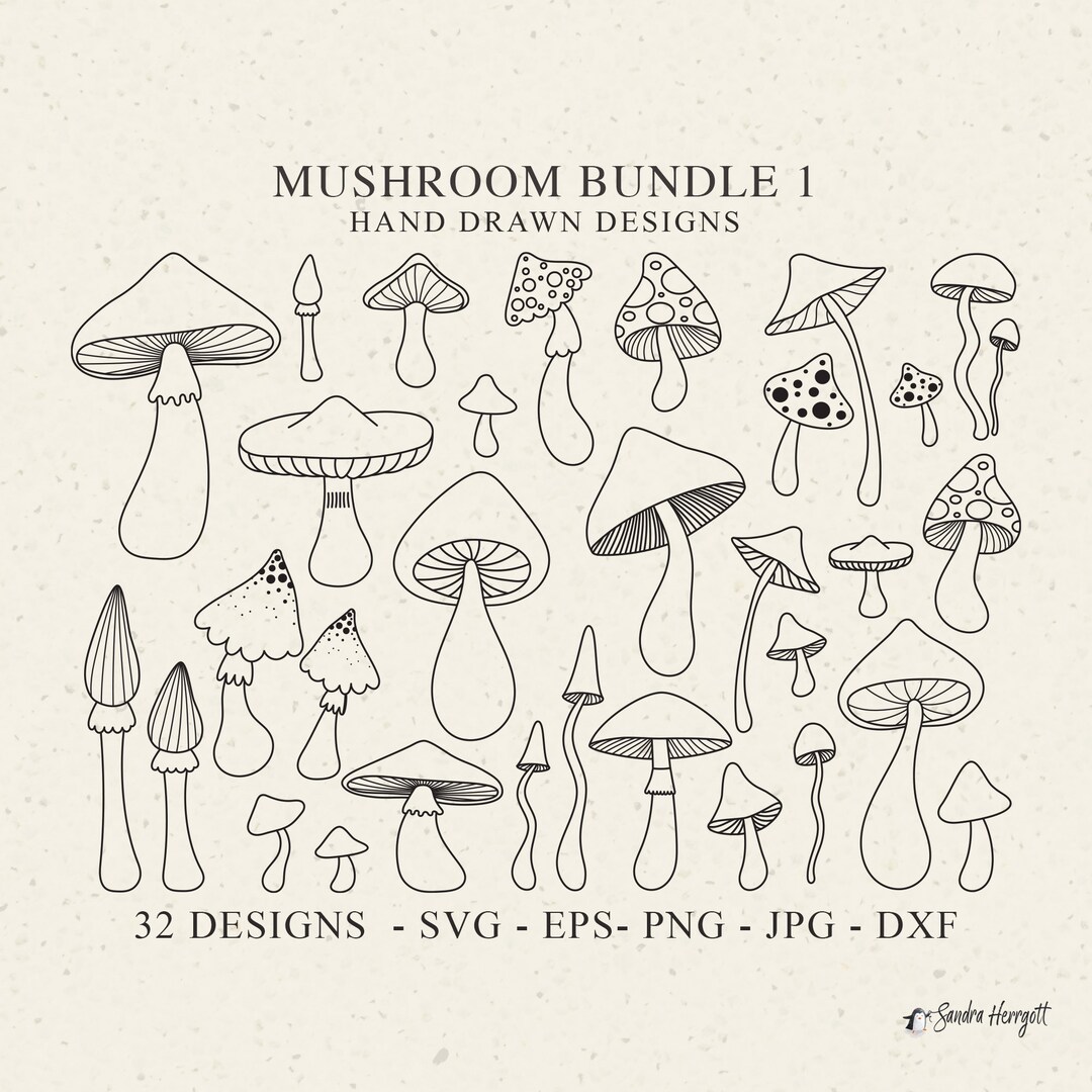 Mushroom Plotter File Svg Dxf Png Eps Jpg Fall Cricut Bundle Autumn ...
