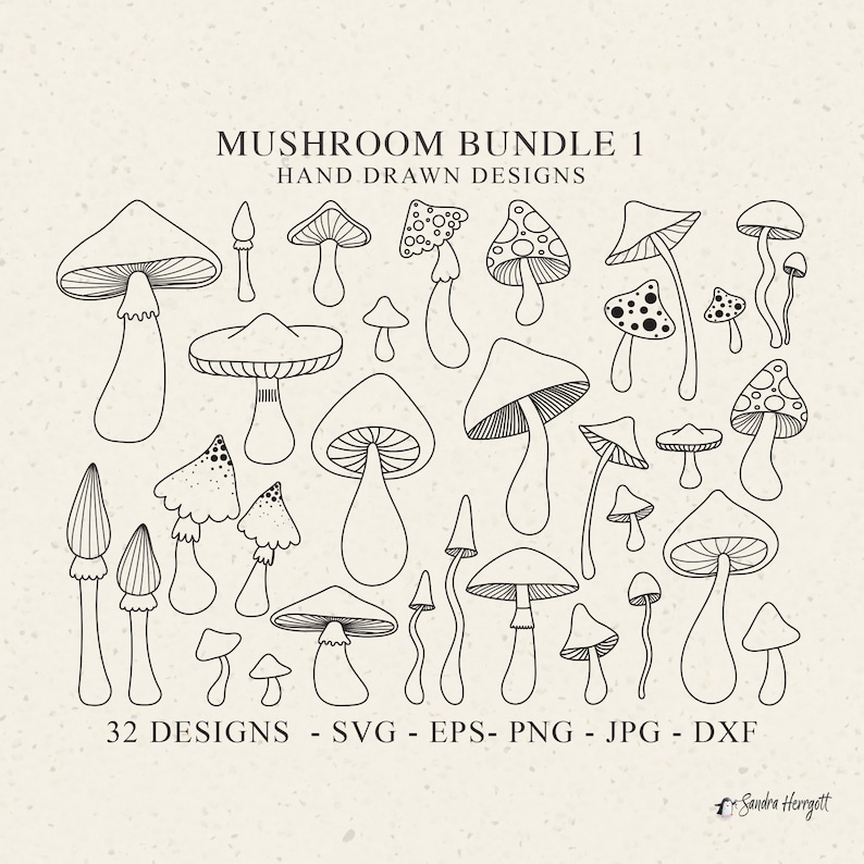 Mushroom Plotter File Svg Dxf Png Eps Jpg Fall Cricut Bundle - Etsy