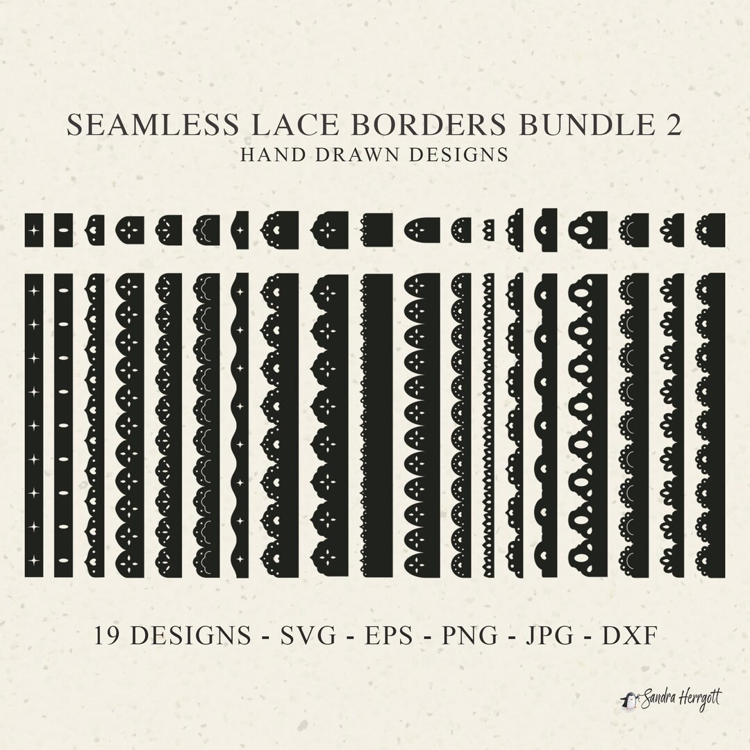 Lace Border Plotter File Svg Dxf Png Eps Jpg Pdf Elegant Cricut ...