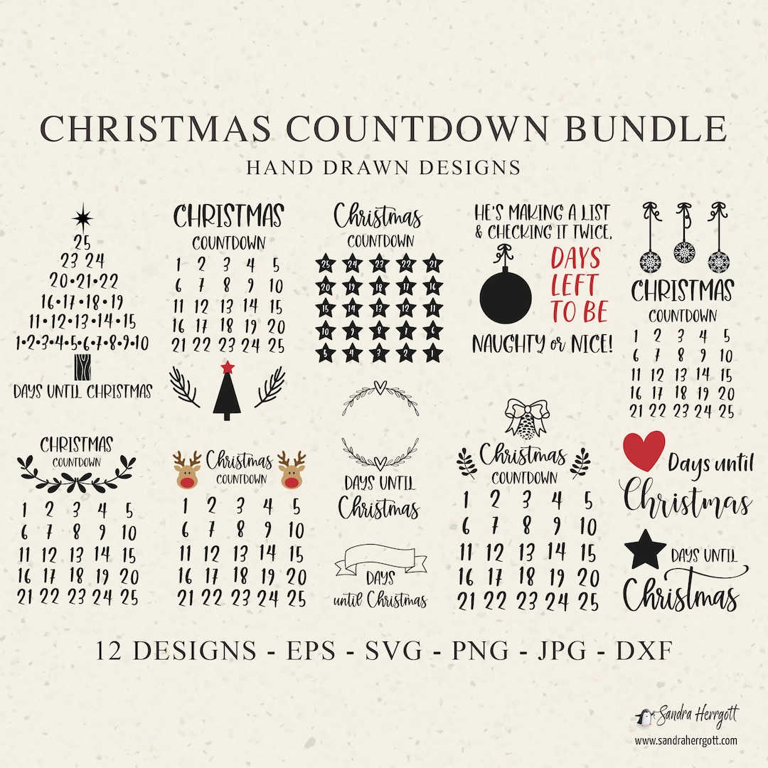 Christmas Countdown Plotter File Svg Dxf Eps Png Jpg Xmas Advent ...