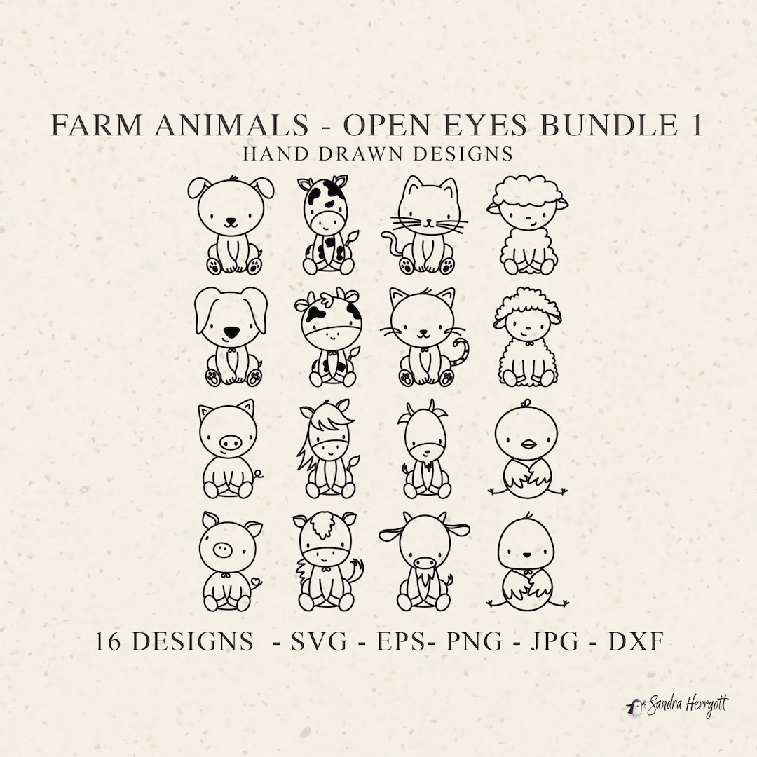 Farm Animal Plotter File Svg Dxf Eps Png Jpg Cute Baby Pig Cow Horse ...