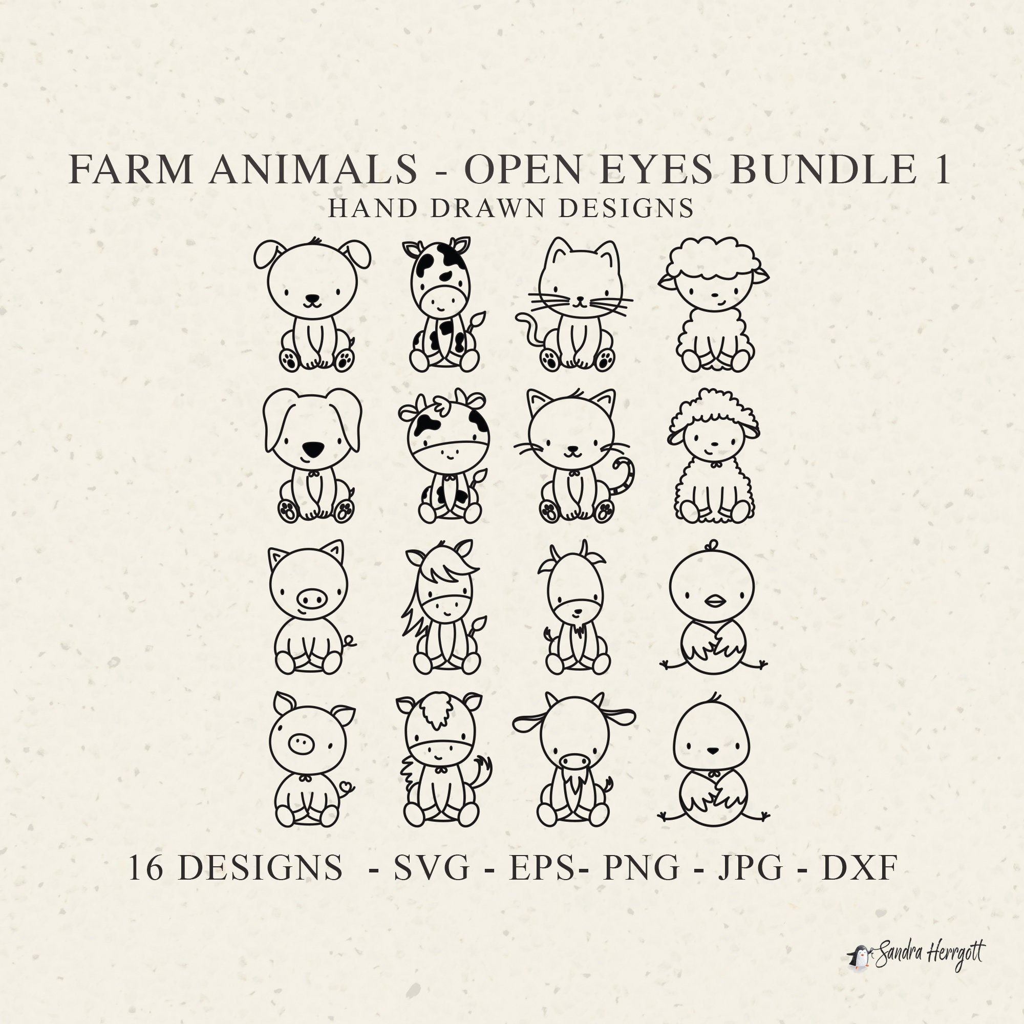 Farm Animal Plotter File Svg Dxf Eps Png Jpg Cute Baby Pig Cow - Etsy