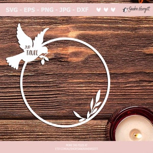 German Zur Taufe Plotter File SVG DXF PNG Laurel Wreath Split Monogram ...