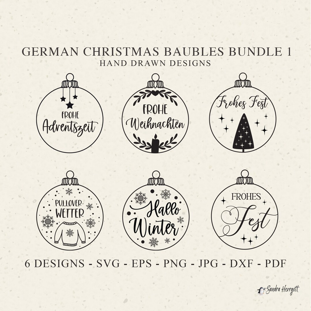 GERMAN Christmas Bauble Plotter File Svg Dxf Png Jpg Eps Hello Winter ...