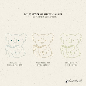 Animal Reading Plotter File Svg Dxf Png Eps Jpg Koala Bear Monkey Cat ...