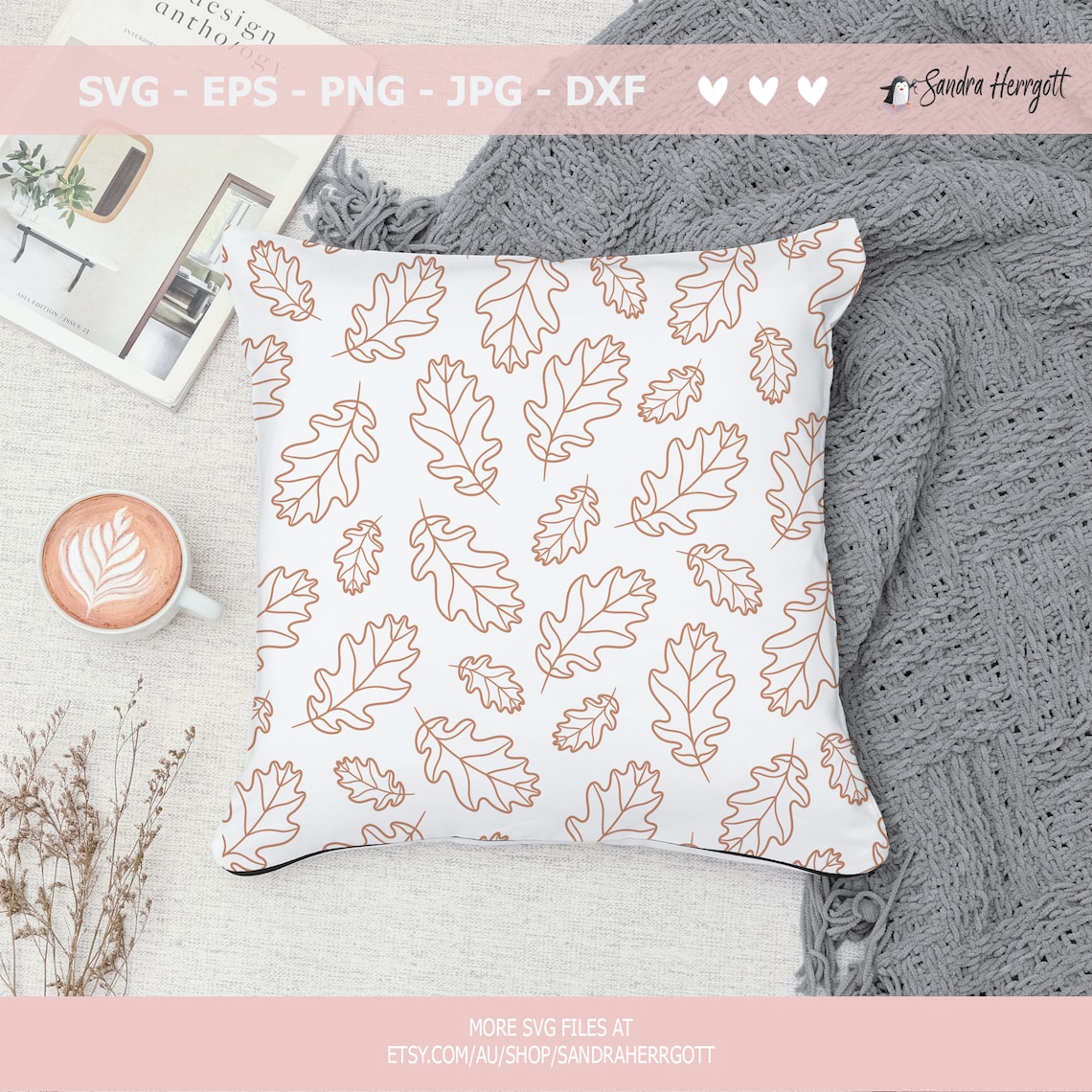 Oak Leaf Pattern Svg Dxf Png Eps Jpg Fall Cricut Autumn Background ...