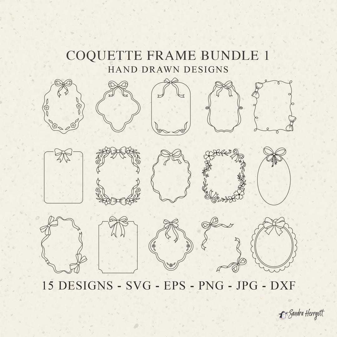 Ribbon Frame Plotter File Svg Dxf Png Jpg Pdf Eps Coquette Bow Cricut ...
