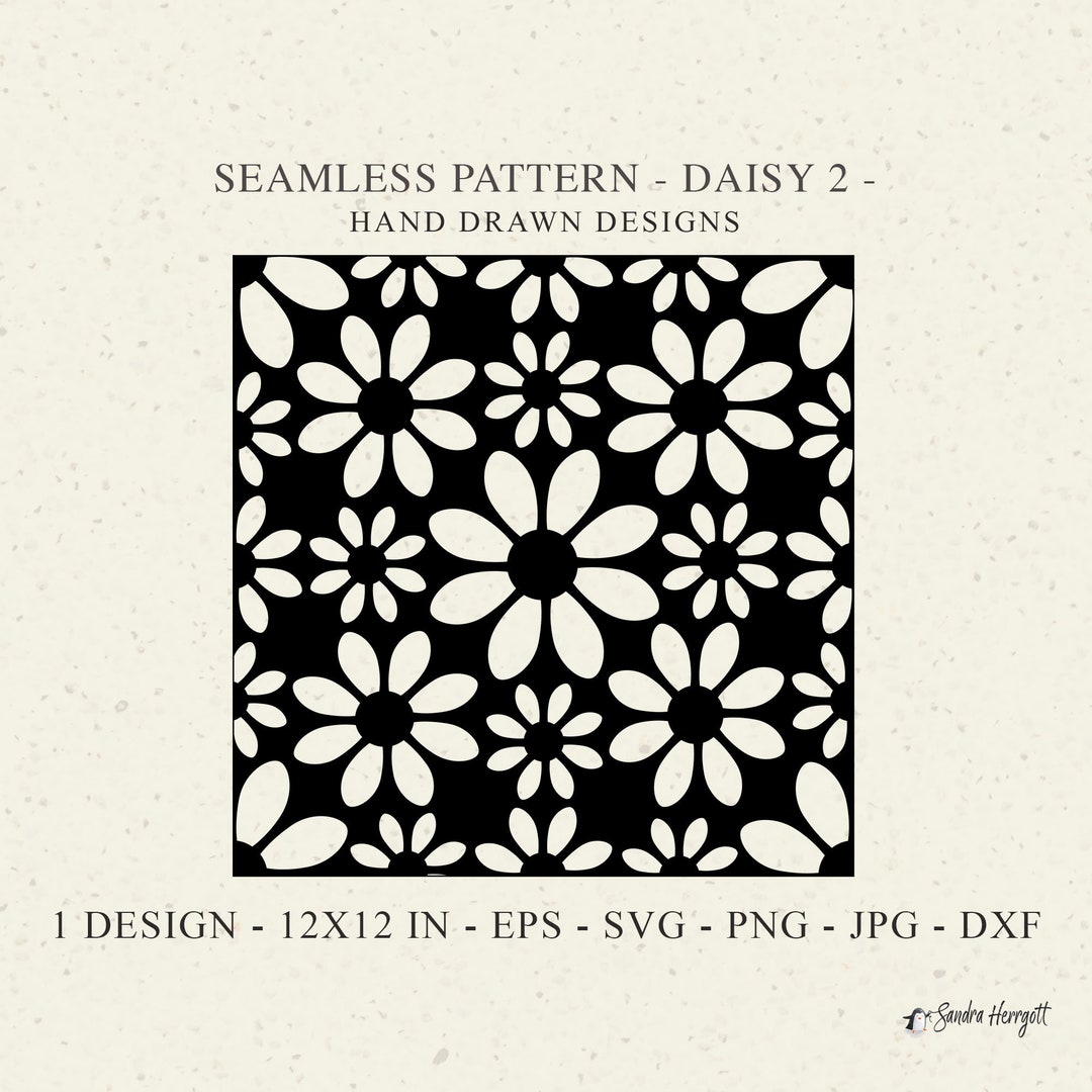 Daisy Seamless Pattern SVG DXF PNG Eps Jpg Flower Cricut Background ...
