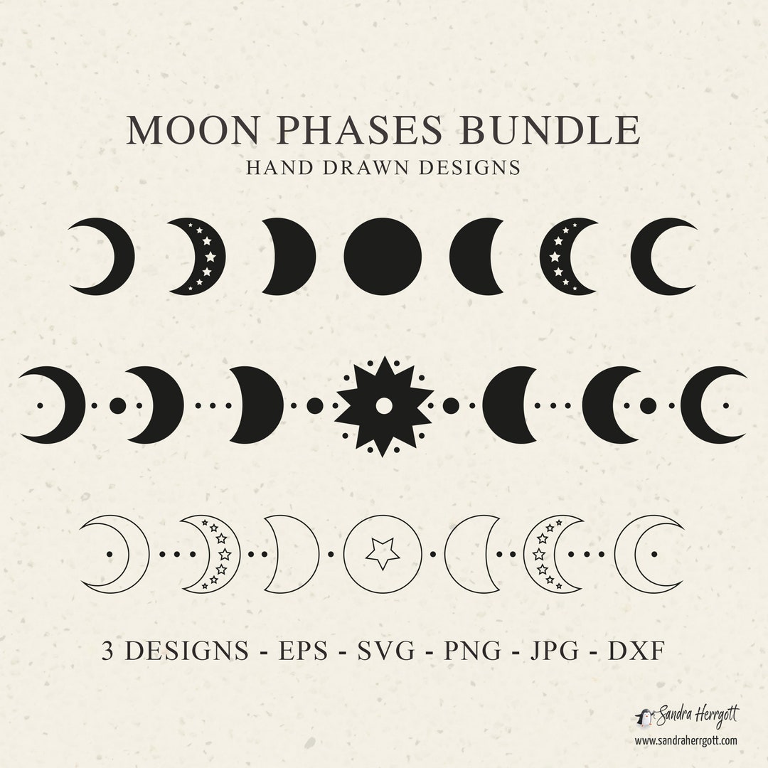 Moon Phase Plotter File Svg Dxf Eps Png Jpg Celestial Cricut Cute Vinyl ...