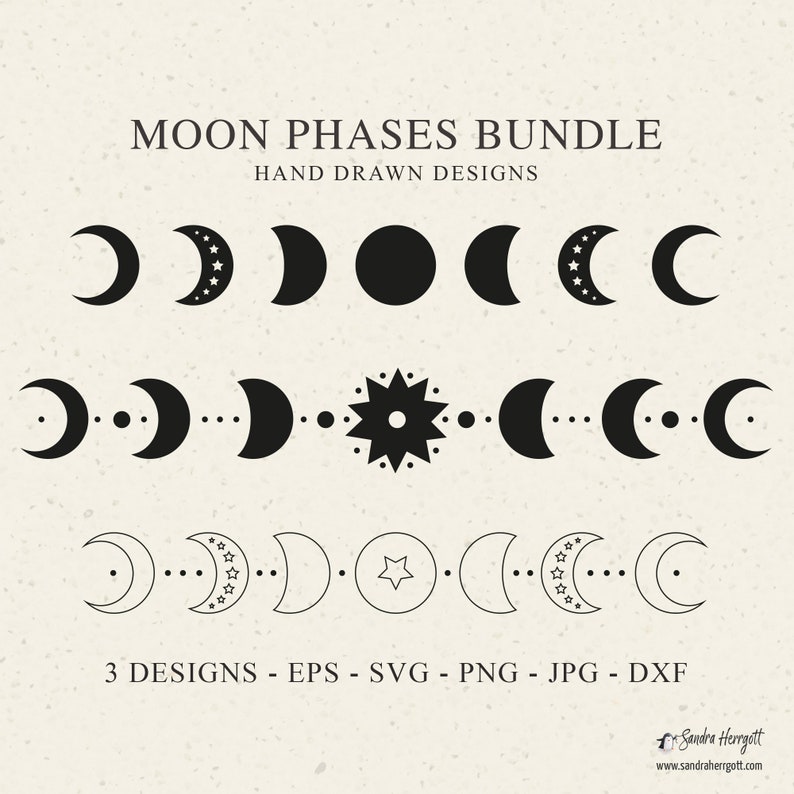 Moon Phase Plotter File Svg Dxf Eps Png Jpg Celestial Cricut Cute Vinyl ...
