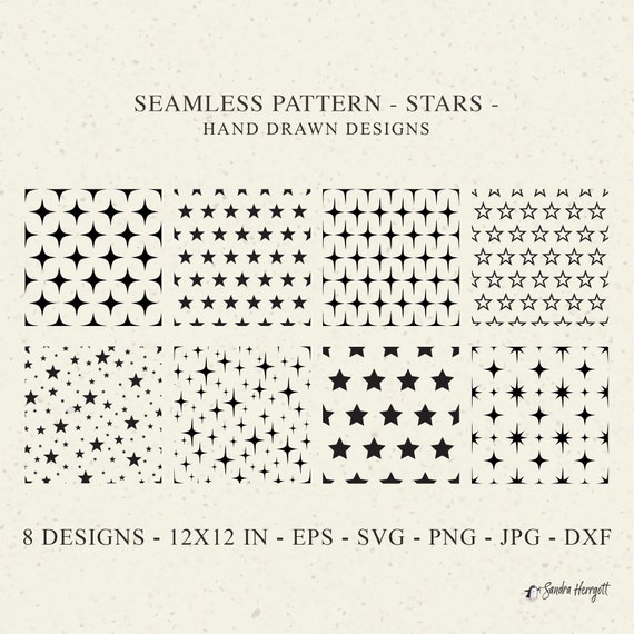 8 Star Seamless Pattern SVG Plotter File Dxf Png Eps Jpg - Etsy