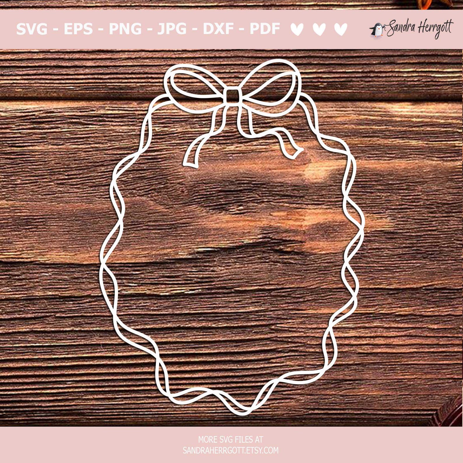 Ribbon Frame Plotter File Svg Dxf Png Jpg Pdf Eps Coquette Bow Cricut ...