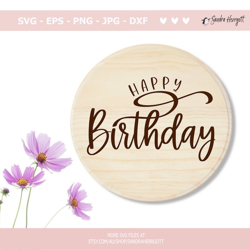 Happy Birthday Plotter File SVG DXF PNG Lettered Phrases - Etsy