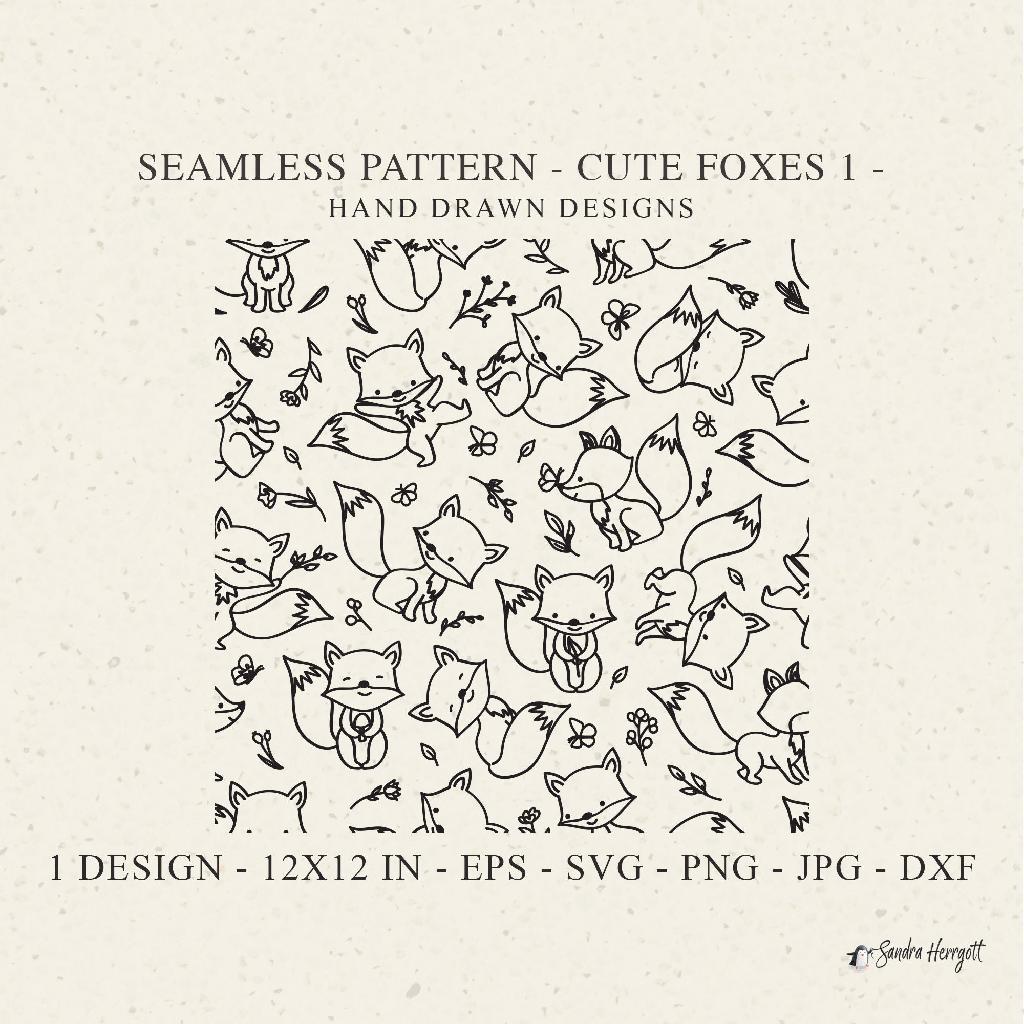 Cute Fox Seamless Pattern Svg Dxf Png Jpg Baby Animal Cricut - Etsy