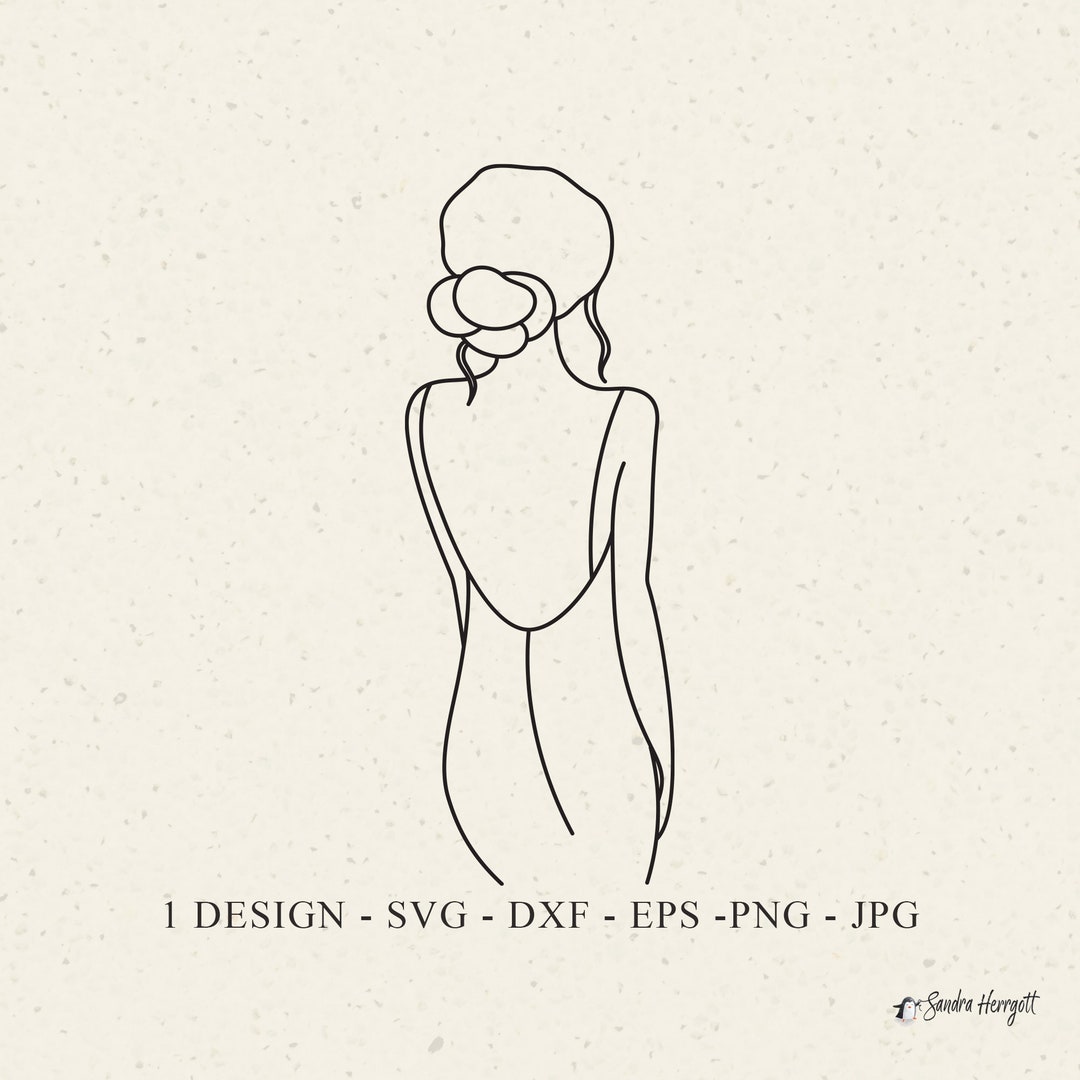 Elegant Lady Plotter File Svg Png Jpg Woman Cricut Wedding Dress ...