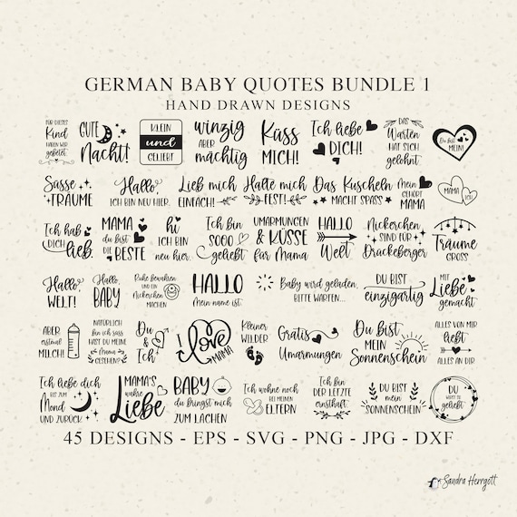 German Baby Quote Plotter File Svg Dxf Png Eps Jpg Cricut - Etsy