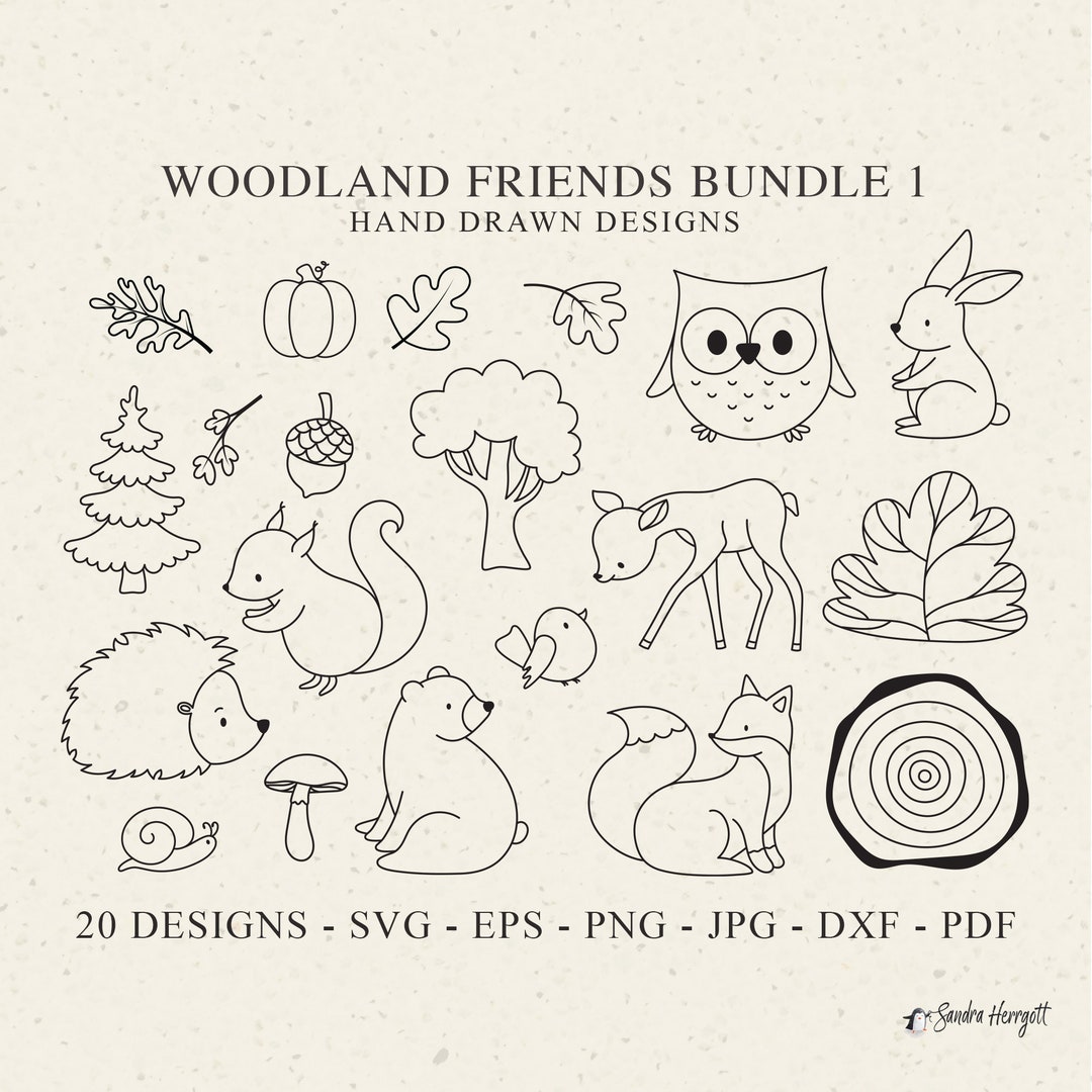 Woodland Friends Plotter File Svg Dxf Png Jpg Pdf Eps Forest Animal ...