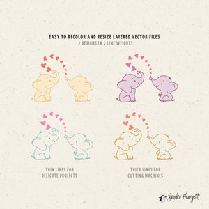Elefanten in der Liebe Plotterdatei SVG Dxf Png Jpg Pdf Safari Cricut Tier Silhouette niedlich ...