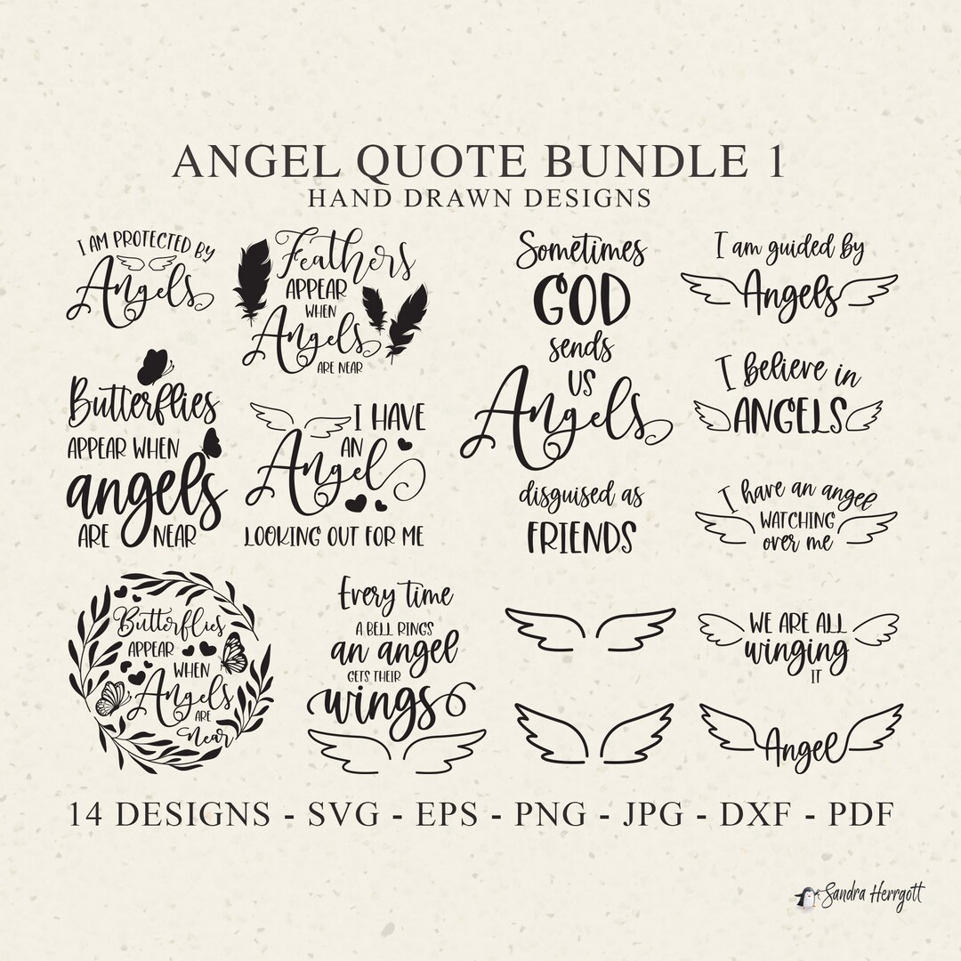 Angel Quote Plotter Files Svg Dxf Png Eps Jpg Butterfly Cricut Feather ...