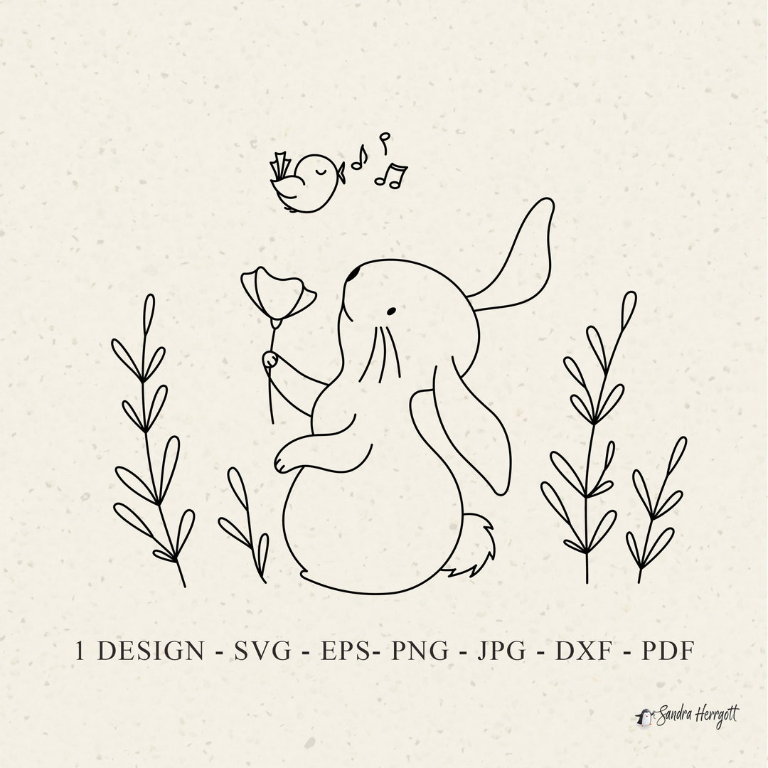 Bunny Singing Bird Plotter File Svg Dxf Png Pdf Jpg Cute Botanical ...