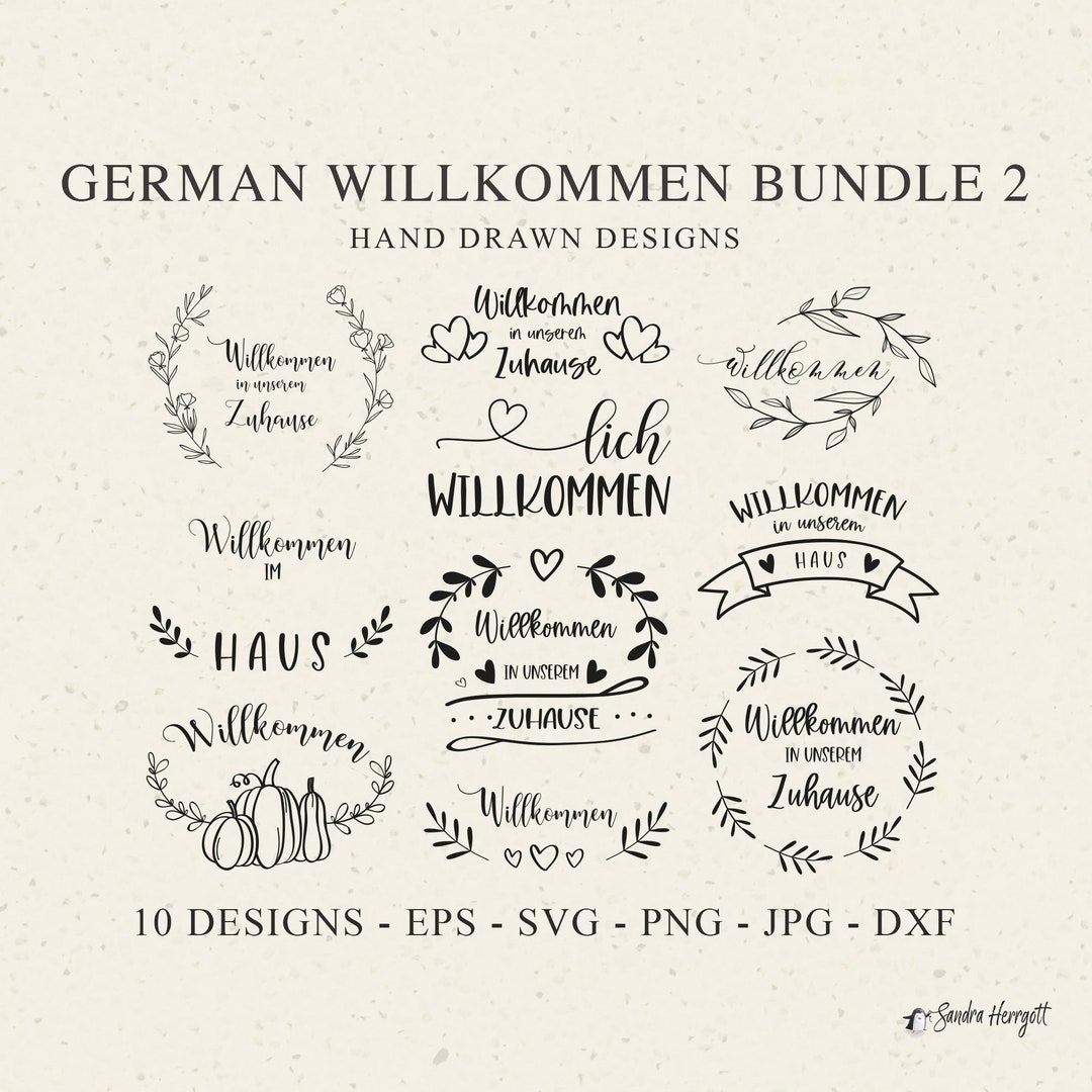 German Welcome Svg Bundle Home Autumn Fall Cut File Welcome Icon Dxf ...