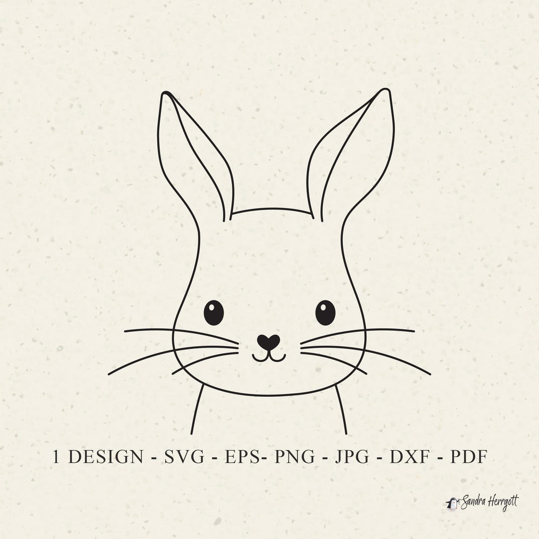 Bunny Portrait Plotter File Svg Dxf Png Eps Pdf Easter Rabbit Cricut ...