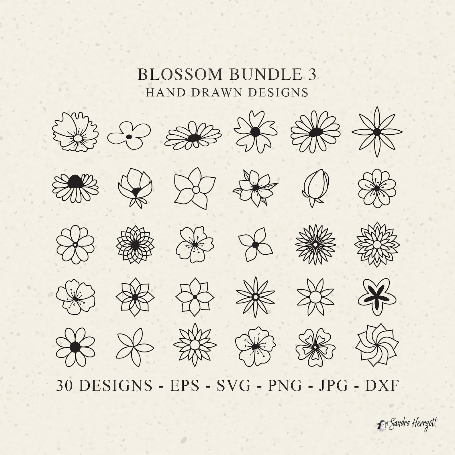 Mega Blossom Plotter File SVG DXF PNG Floral Cricut Flower Silhouette ...