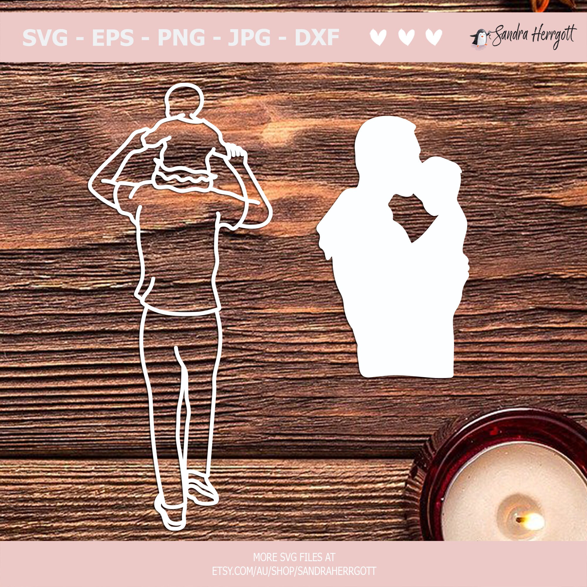 Dad & Child Plotter File Svg Dxf Eps Png Jpg Father Outline Cricut Man ...