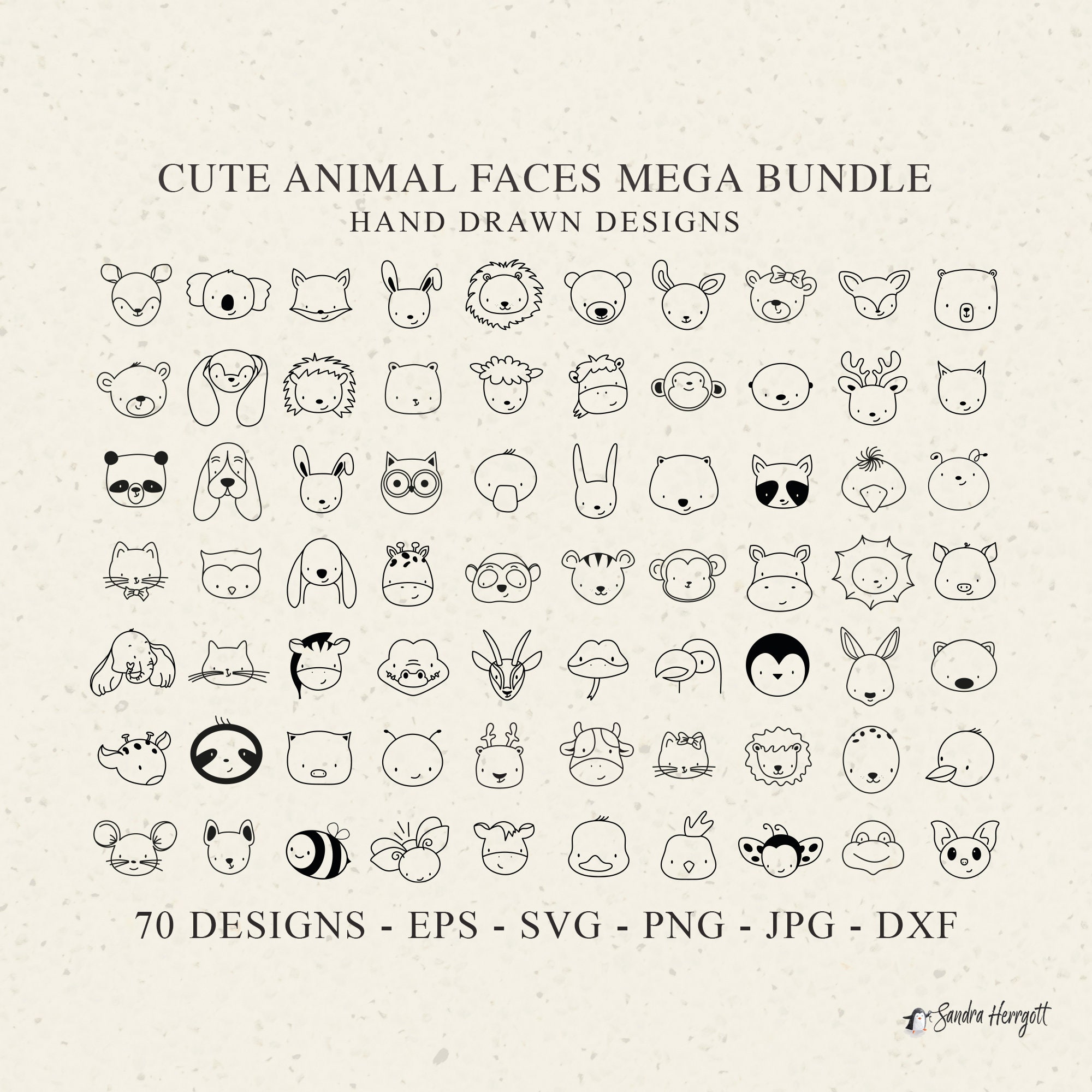 Cute Animal Faces Plotter File Svg Dxf Png Jpg Fox Cricut Baby - Etsy ...