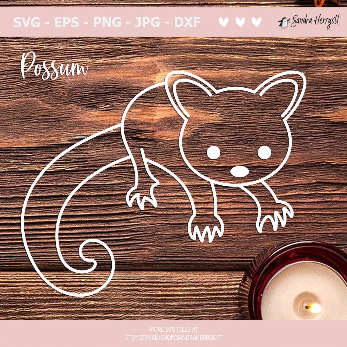 Australian Animal Plotter File Svg Dxf Png Jpg Cute Aussi Baby Possum ...